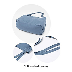 Jeelow Washed Canvas Market Tote Handbag Shoulder Bucket Bag Purse With Pockets For Men & Women