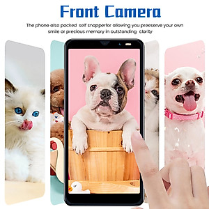 Smartphone, Rino9 Pro Android 4.4.2, 512MB 4GB Dual SIM Phone Finger Face ID 2200mAh 5.45 Inch Celular, 0.3MP front HD camera, 2MP rear Camera, Gift for Friends Family (black)