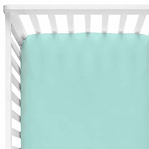 2 Pack Jersey Crib Sheets Set, Stretchy Jersey Knit Crib Fitted Sheet for Boys and Girls, Size 28 x 52 in, Baby Sheets Fit Standard Crib and Toddler Bed (Aqua Grey)