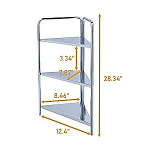 BEEY Narrow Standing Shelf Tower Storage Rack Metal Corner Shelf for Gap Space Laundry Room Kitchen Bathroom (3-Tiers)