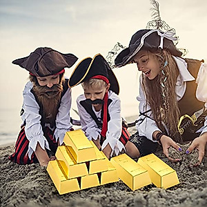 UnicoPak 30 Pack Gold Bar Gift Boxes 6.5x3 Inch, Fake Gold Bar Party Favor Candy Boxes Gold Gift Boxes for Gold Candy Chocolate Coins Favors, for Casino Theme Golden Birthday Party Decorations Halloween Christmas