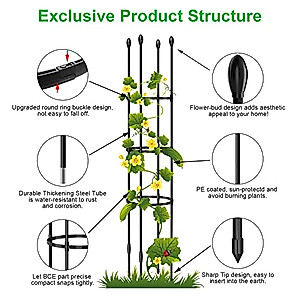 MYard 2 Pack Garden Trellis for Climbing Plants Outdoor, 71" Tall Upgraded Tomato Cage with Twist Tie, Garden Plant Support Rustproof Trellis for Potted Climbing Flower Vegetable Vine Crop