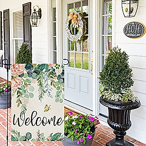 CROWNED BEAUTY Spring Garden Flag Floral 12x18 Inch Double Sided for Outside Welcome Burlap Small Yard Holiday Decoration CF747-12