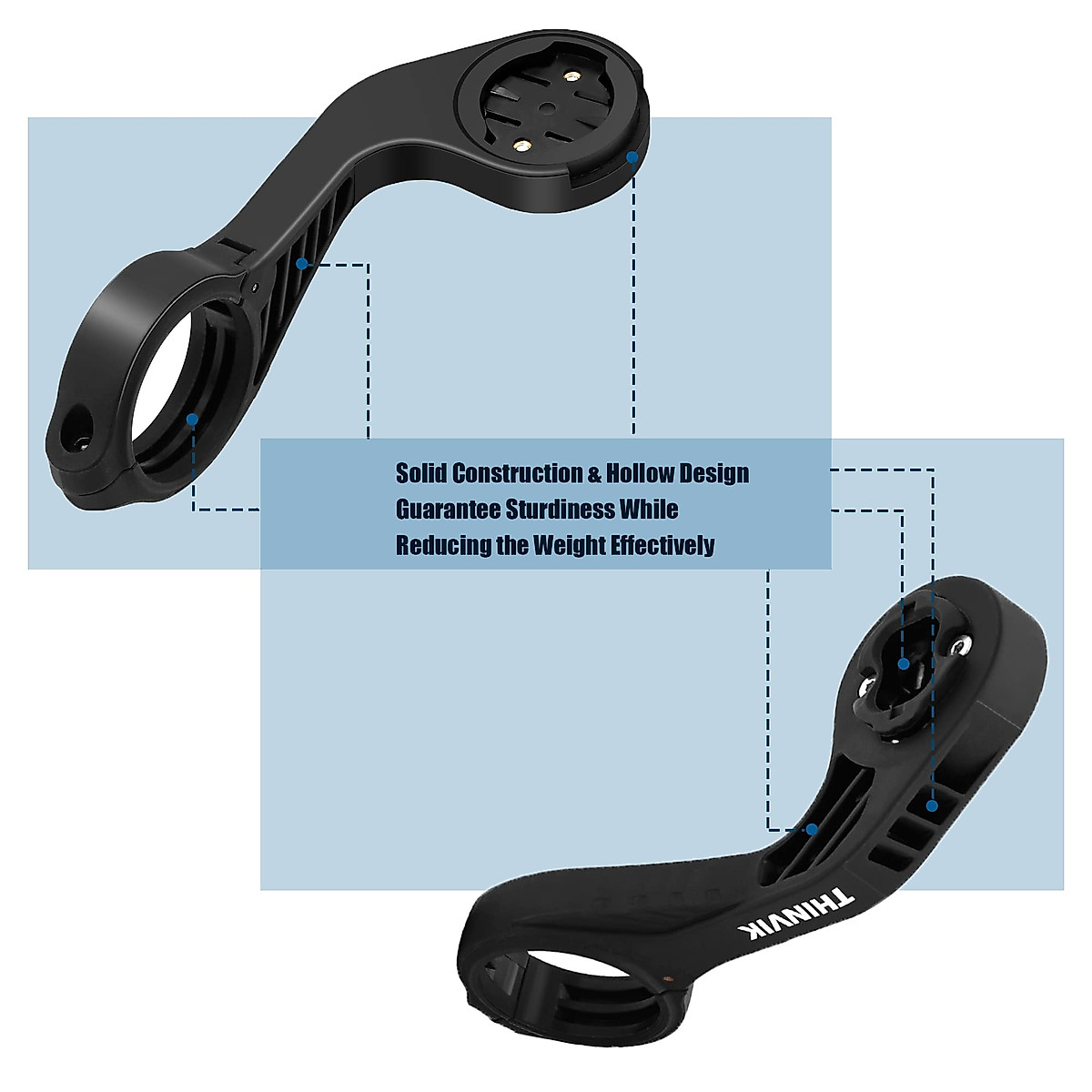 Thinvik Bike Computer Mount for Garmin Edge 1040 1030 840 830 540 530 130 Compatible with 25.4 31.8 35mm Handlebars Comes with Quick Release Gopro Mount Adapter and Light Holder