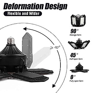 BLUERIN LED Garage Lights, 160W Garage LED Lights 16500LM Super Bright Deformable Garage Lights Ceiling LED Basement Lighting Fixture Adjustable Roller Ideal for Workshop Warehouse Attic (2-Pack)