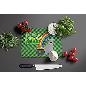 Caroline's Treasures WDK4736LCB Blue Pit Bull Terrier St. Patrick's Day Glass Cutting Board Large, 12H x 16W, multicolor