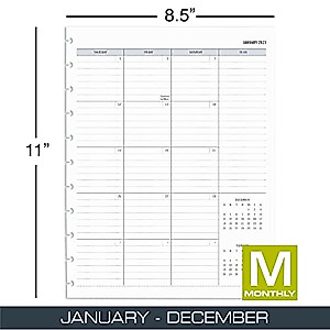 TUL® Discbound Monthly Planner Refill with 12 Tab Dividers, Letter Size, Gray, January to December 2023