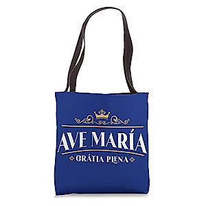 Ave Maria Gratia Plena Latin Mass Hail Mary Catholic Rosary Tote Bag