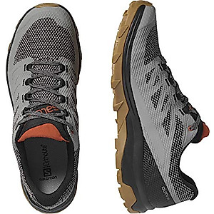 Salomon Outline Gore-TEX Hiking Shoes for Men, Frost Gray/Black/Burnt Brick, 7