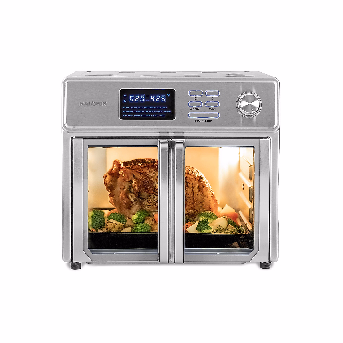 Kalorik 26 QT Digital Maxx Air Fryer Oven, Includes Cookbook. Sears up to 500 degrees F, Stainless Steel (Renewed)