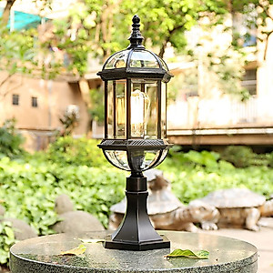 Mrdsre 3-Layer 8-inch Column Lamp Vintage Outdoor Glass LED Post Lighting Rustic Waterproof Led Pillar Wall Lamp Villas Garden Porch Home Landscape Pathway Lights