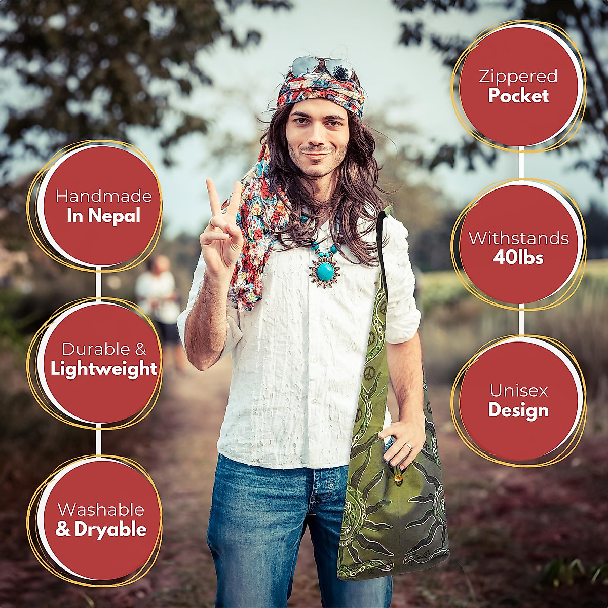 Mandala Crafts Yellow Sun Hippie Bag Large Hobo Bags for Women - Boho Purse Hobo Crossbody Bags for Women - Boho Shoulder Bags Indie Style Bohemian Bag Sling Bags