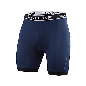 BALEAF Men's Bike Shorts with 4D Padding Cycling Underwear Padded Bicycle MTB Liner Mountain Biking Tights Road Riding Navy Blue L