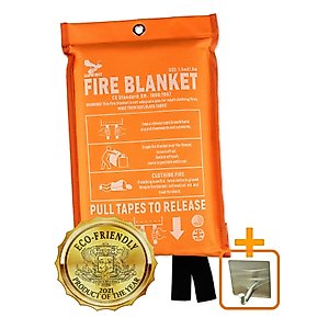 Supa Ant Emergency Fire Blanket for Home and Kitchen - 1 Pack 1500F High Visibility (Glow in The Dark) Smother Kitchen Fire Blanket - CE Certified Hero Fire Blankets Emergency for Home (40in)