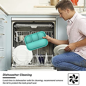 Landmore Bento Box for Adult, Kids Bento Lunch Box with 4 Compartments and Spoon 1000 ML Leakproof Food Storage Box for School, Work and Travel, BPA Free