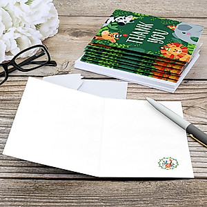 Big Dot of Happiness Jungle Party Animals - Safari Zoo Animal Birthday Party or Baby Shower Thank You Cards (8 count)