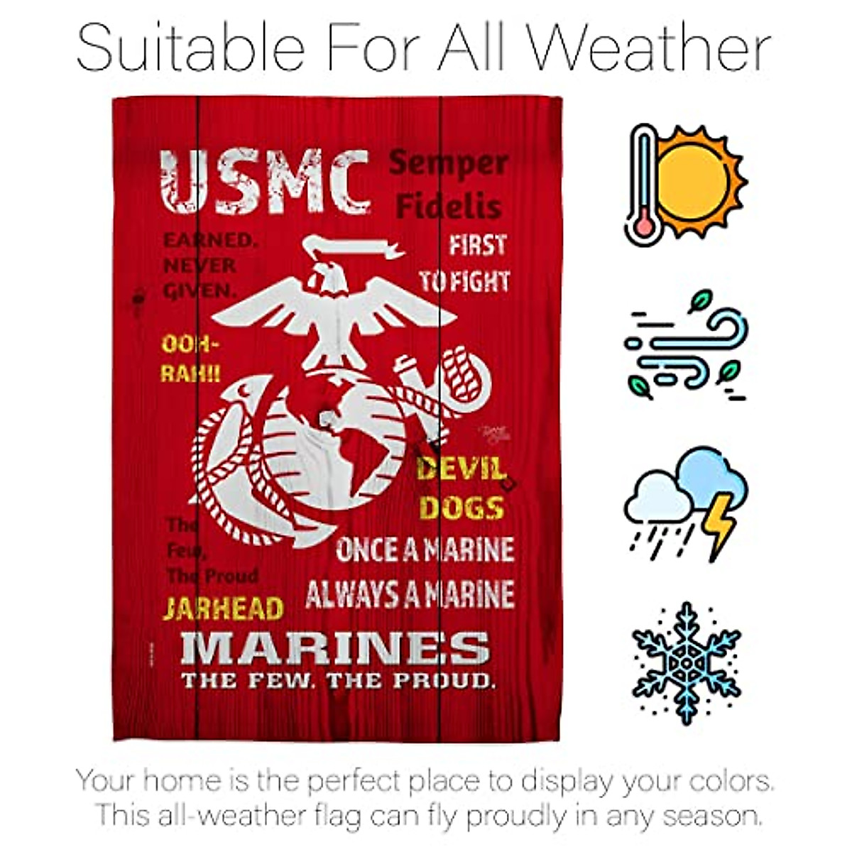 Breeze Decor USMC Garden Flag Set Mailbox Hanger Armed Forces Marine Corps Semper Fi United State American Military Veteran Retire Official House Banner Small Yard Gift Double-Sided, Made in USA