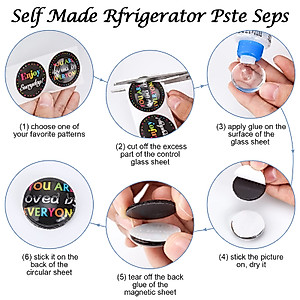 Outus Fridge Magnets for DIY Crafts Sets Round Magnetic Discs with Clear Dome Cabochons Glass Magnets Discs for Refrigerator Office Locker Whiteboard (48 Sets, 1 x 0.12 Inches)