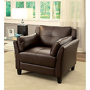 Furniture of America Tonia Contemporary 3-Piece Faux Leather Sofa Set in Brown
