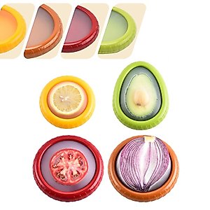 Generic Silicone Fruit Storage Box, Silicone Fruit Storage Containers, Avocado Saver, Onion Storage, Tomato Holder, Reusable Silicone Fruit Storage for Fridge Keep Fresh Vegetable, Fruit (MIX-4PCS)