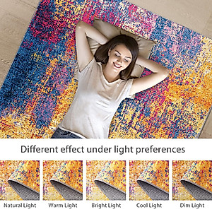 ROYHOME Washable Area Rug Modern Abstract Entryway Rug Area Rug Doormat Stain Resistant Non-Slip Contemporary Floor Carpet for Indoor Front Entrance Kitchen Bathroom, Multi, 2' x 3'