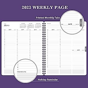 2023 Weekly Appointment Book & Planner - 2023 Daily Hourly Planner with Twin-Wire Binding, 8" x 10", Appointment Book from January 2023- December 2023, Hourly Interval, Lay - Flat, Round Corner, Thick Paper - Purple