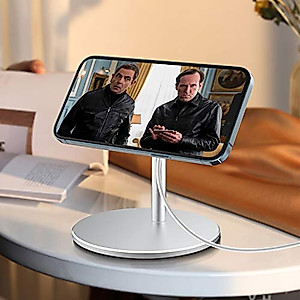 Aluminum Cell Phone Stand for MagSafe Charger,Compatible with Apple MagSafe Cradle Work with iPhone 12/Pro/Pro Max/Mini,Stable Desk Dock Mount Holder for MagSafe 2020 (Silver)
