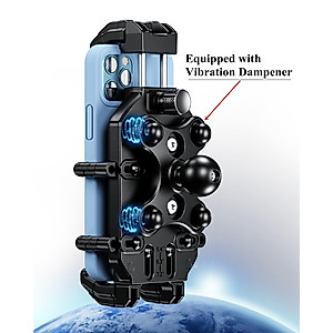 BRCOVAN Motorcycle Phone Holder with Vibration Dampener & High-Speed Secure Lock, Anti-Theft Motorcycle Phone Mount Handlebar Cellphone Holder for Bike Bicycle Scooter ATV Fit 5.4''-7.2'' Smartphones