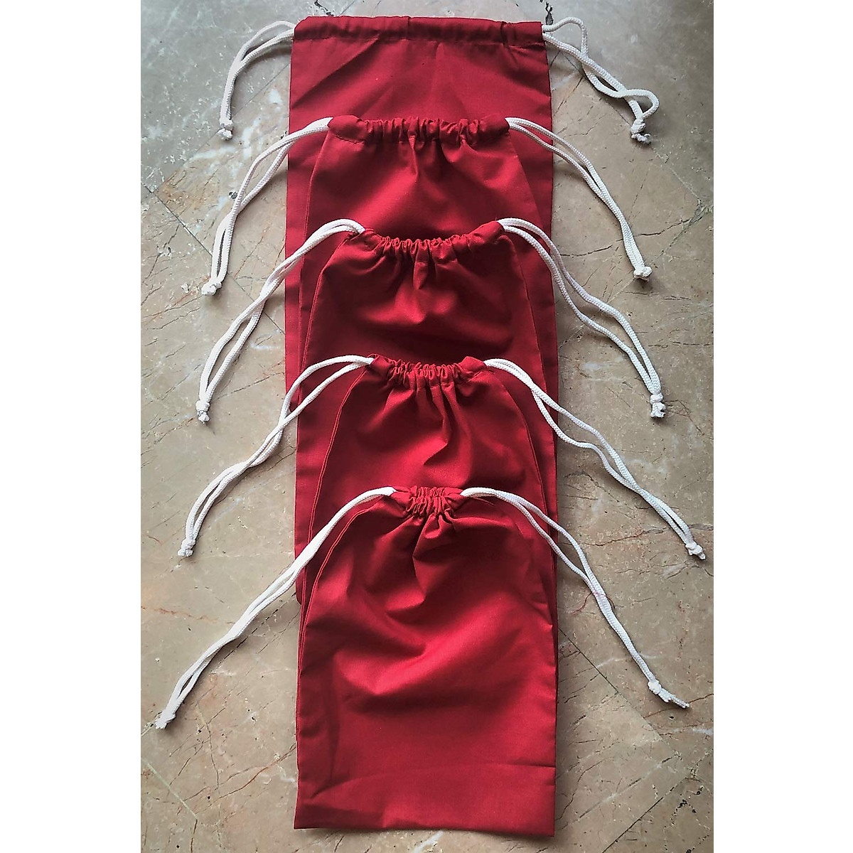 Reusable Eco friendly RED COLOR Cotton Thick Double Drawstring Muslin Bags "premium quality"-25 count pack (8 x 10)