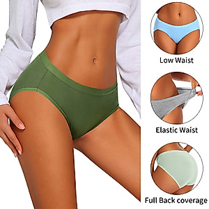 Eiggam Womens Bikini Panties, High-Cut Full Coverage Hip Lift Cotton Fiber Cool Underwear for Women - 10 Pack, L