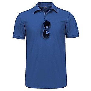GEEK LIGHTING Mens Polo Shirt Sport Casual Short Sleeve Golf Tennis T-Shirt 12-Blue M