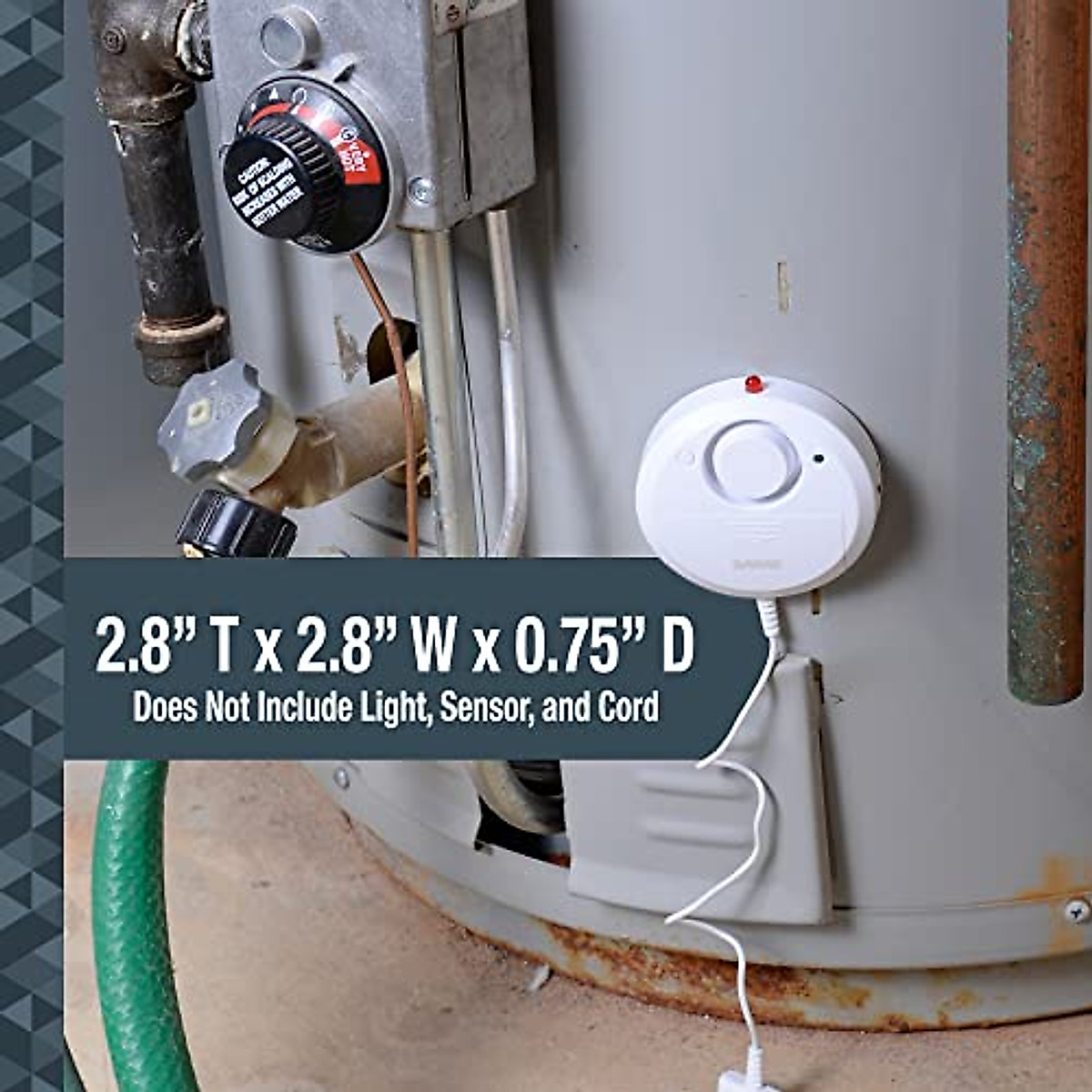 SABRE Water Leakage Alarm, 110 dB Alarm, Audible Up To 1,500-Feet (457-Meters), All Direction Water Sensor, High and Low Volume Settings, Battery Test Button