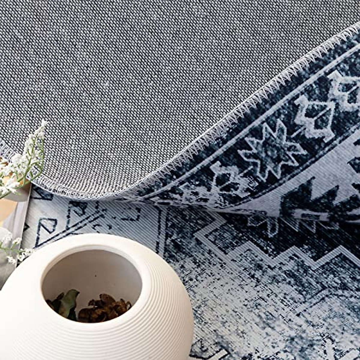 DECOMALL BAOLA Vintage Area Rugs, Traditional Carpet for Bedroom Foyer Laundry Room, Gray-Blue 4'x6'