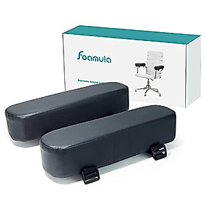 Foamula Office Chair Armrest Pads, Gaming Chair Arm Pads, Extra Thick Cushions Elbow Pillow, Memory Foam Desk Chair Arm Pads for Pressure Relief, 2-Piece Set of Chair (Black)