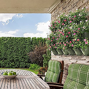 Worth Garden 36 Pockets Self Watering Vertical Planters Indoor Outdoor Living Wall Mounted - 9' Automatic Dripping Irrigation System Hose Kit Stackable Plastic Pot Herb Plants Home Balcony Decoration