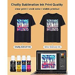 Chailly 527ML Sublimation Ink for Epson EcoTank Supertank Inkjet Printers ET-2720 ET-2750 ET-2760 ET-2800 ET-2803 ET-3760 ET-4700 ET-4800 ET-15000/ Upgrade Version (B/M/C/Y/Printhead Cleaning Kit)