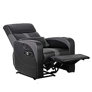 X Rocker Gamma Recliner Gaming Chair, 2.1 Bluetooth Audio System, Headrest Mounted Speakers, Built-in Footrest and Cupholder, 718001, 34.84" x 39.37" x 30.31", Black