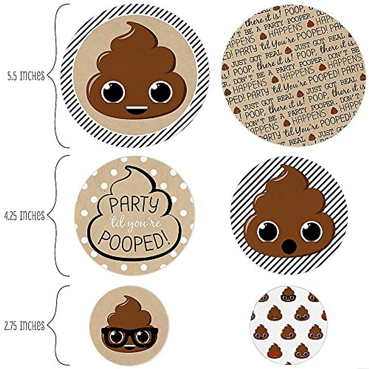 Party 'Til You're Pooped - Poop Emoji Party Giant Circle Confetti - Party Decorations - Large Confetti 27 Count