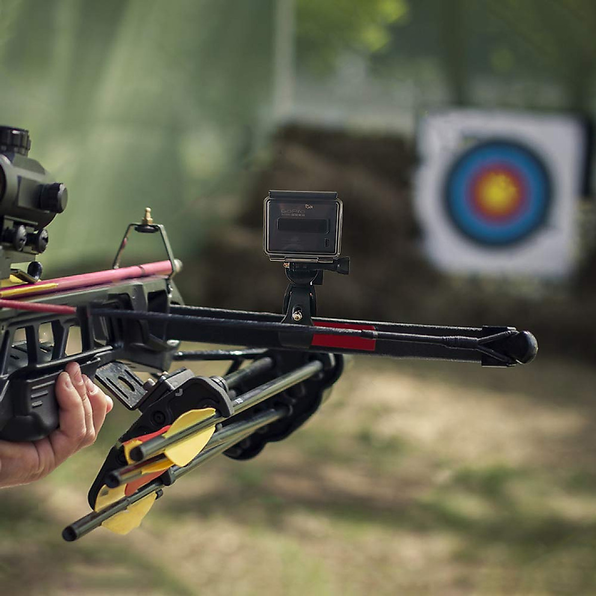 Kolasels Easy Installation Adjustable Crossbow Gun Scope Camera Clamp Mount with 1/4 Thread for Gopro Hero Session Fixation