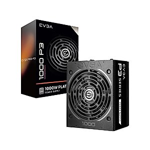 EVGA Supernova 1000 P3, 80 Plus Platinum 1000W, Fully Modular, Eco Mode with FDB Fan, Includes Power ON Self Tester, Compact 180mm Size, Power Supply 220-P3-1000-X1