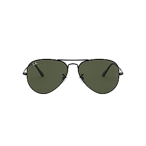 Ray-Ban RB3689 Aviator Metal II Sunglasses, Black/G-15 Green, 62 mm