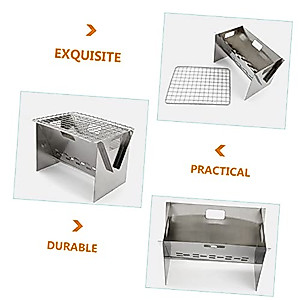 MARMERDO Folding Grill Outdoor Griddle Grill Small Charcoal Grill Mini Bbq Grill Portable Camping Stove Camping Grills Racks Portable Charcoal Grill Barbecue Grill Bbq Tool Silver