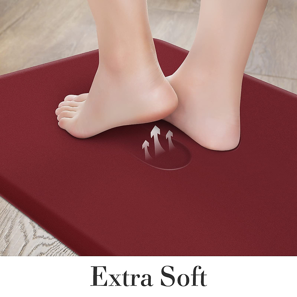 HappyTrends Kitchen Mat [2PCS] Cushioned Comfort Anti-Fatigue Floor Mat, Waterproof Non-Slip Kitchen Rugs, Thick Perfect Ergonomic Foam Standing mat for Kitchen, Home, Office, Laundry,Red