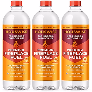 Bio Ethanol Fireplace Fuel 3 x 1 Liter - Bioethanol Fuel Tabletop Fire Pit, Bio Ethanol Fuel for Table Top Fire Pit & Ethanol Fireplaces - Made in USA