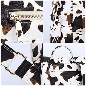 KOOIJNKO Women Backpack Purse Vintage Rucksack Convertible Shoulder Bag Travel Daypack, 2 Pack Cow OffWhite