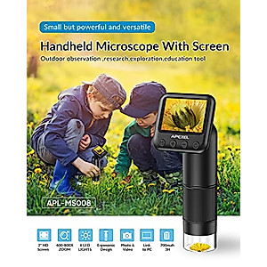 Handheld Digital Microscope, 800X HD Digital Microscope for Adults, with 2" LCD Screen Pocket Microscope for Kids, USB Lab Handheld Digital Microscopes Equipment, with 32GB SD Card