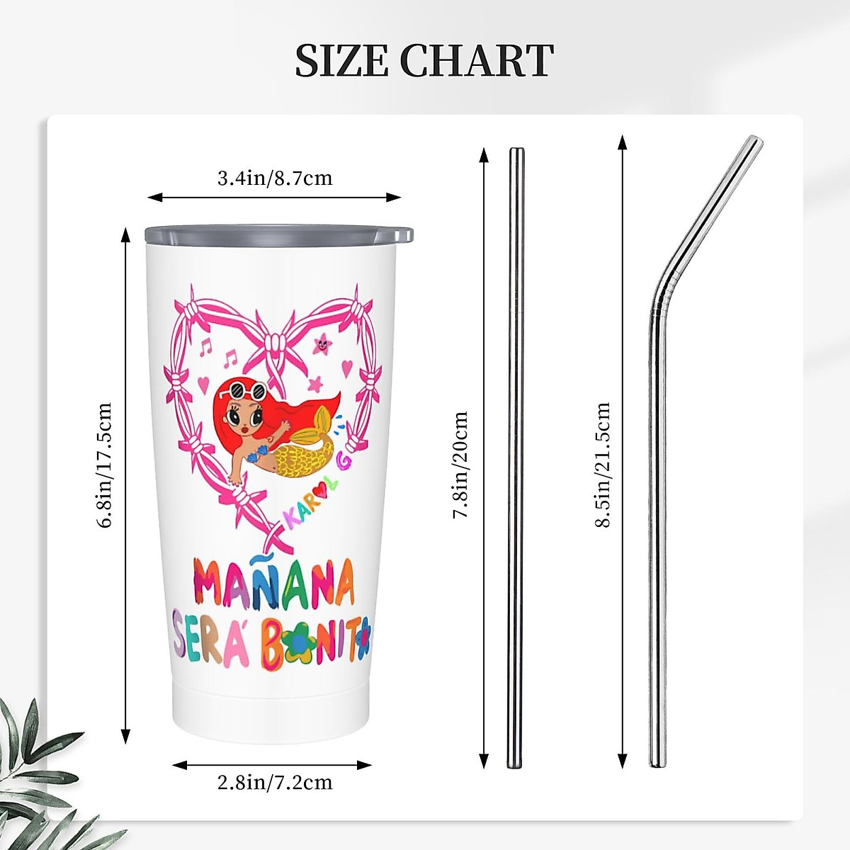 Kiserjens Stainless Steel Insulated Tumbler Vacuum Water Bottle Travel Cup Coffee Mug With Straw,Lid and Brush 20 oz