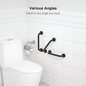 2 Pack 12 Inch Anti Slip Antique Bronze Shower Grab Bar, iMomwee Oil Rubbed Black SUS304 Stainless Steel Bathroom Grab Bar Handle, Safety Shower Balance Bar, Elderly Senior Assist Hand Rail Support