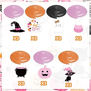 20Pcs Pink Halloween Party Hanging Swirl,Cute Ghost Witch Cauldron Pumpkin Sugar Boo Ceiling Hanging Streamer for Little Boo Happy Boo Day Baby Shower Gender Reveal Girl Halloween Birthday Party Decor