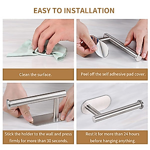 LAYUKI Toilet Paper Holder,Brushed Nickel,Wall Mount, Upgraded Adhesive Toilet Roll Holder,no Drilling,Bathroom/Rv/Washroom,SUS 304 Stainless Steel,Rustproof (Brushed Nickel, 1 Piece)